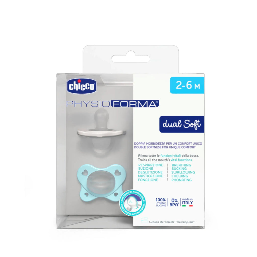 Chicco Physio Dual Soft Blue Pacifier 2-6M 2Pcs – Be & Care