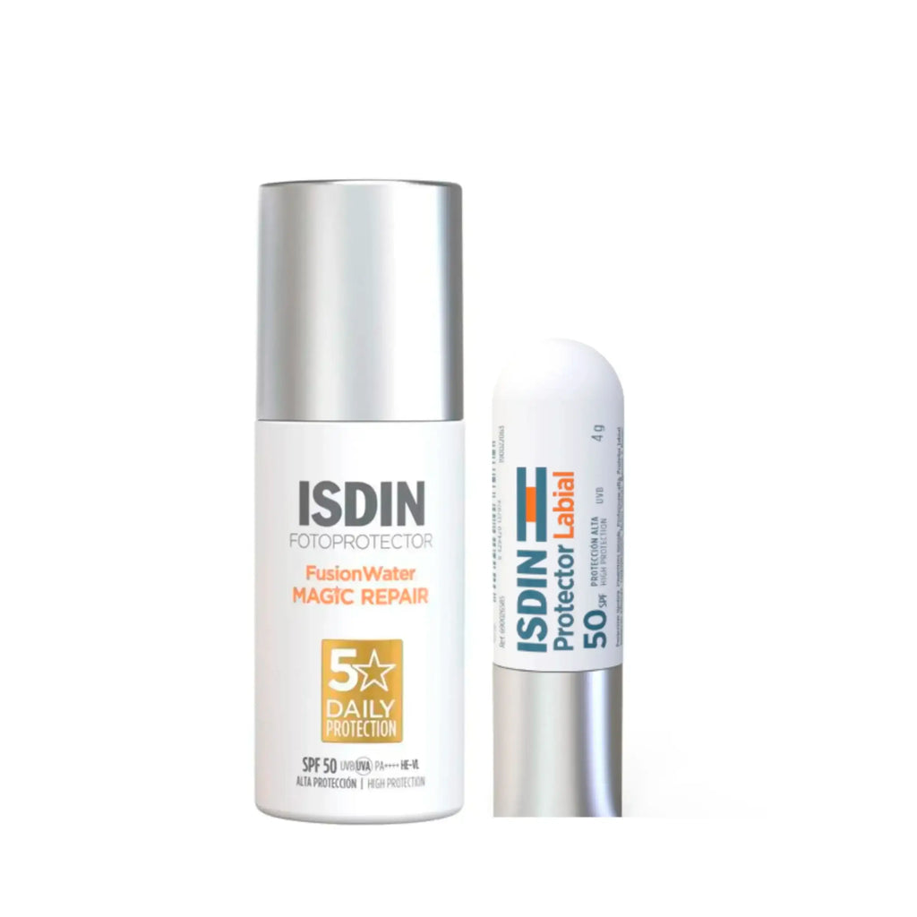 Isdin Pack FusionWater Magic Repair SPF50 + Lip Stick Protector SPF 50 ...