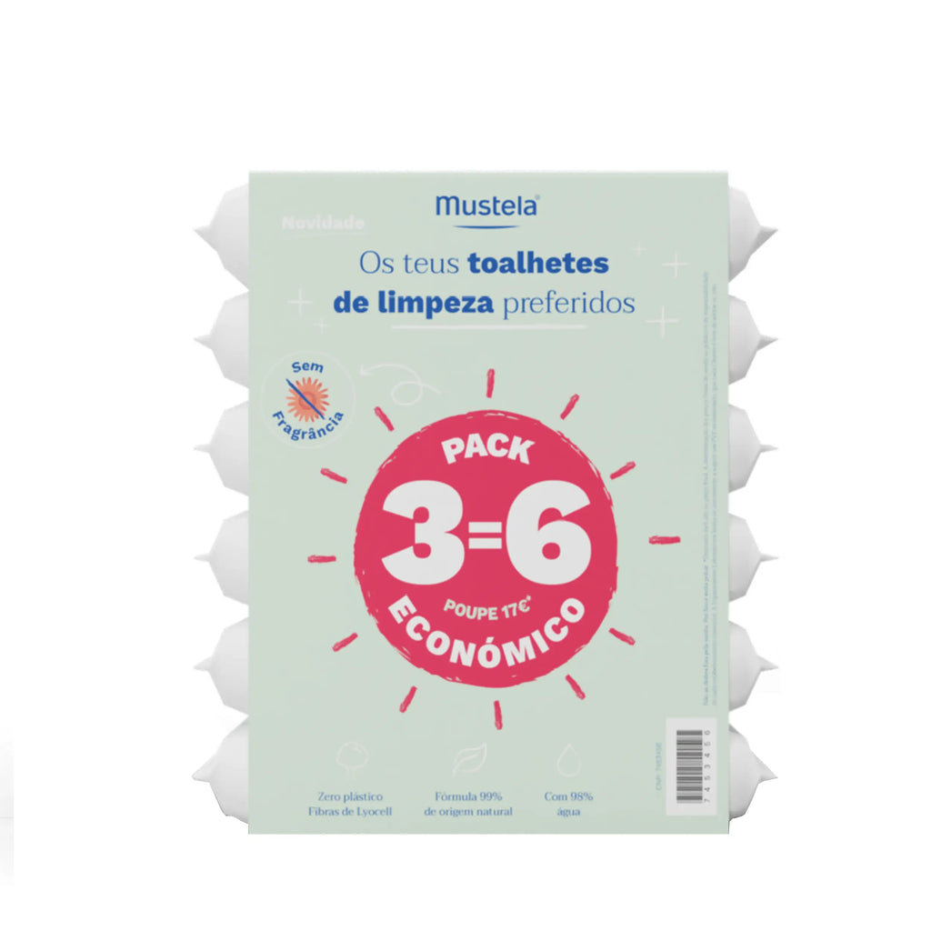 Mustela Cleansing Water Wipes Fragrance Free PACK 3=6 | Be and Care ...